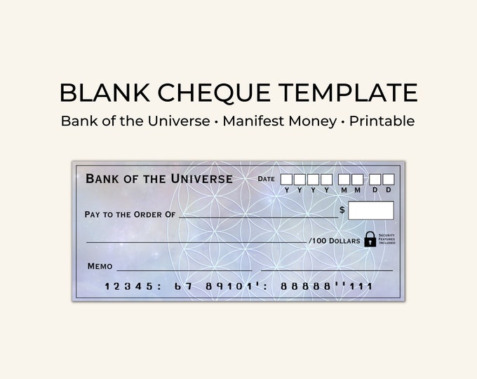Bank of the Universe Cheque Template Manifestation Cheque Vision Board ...