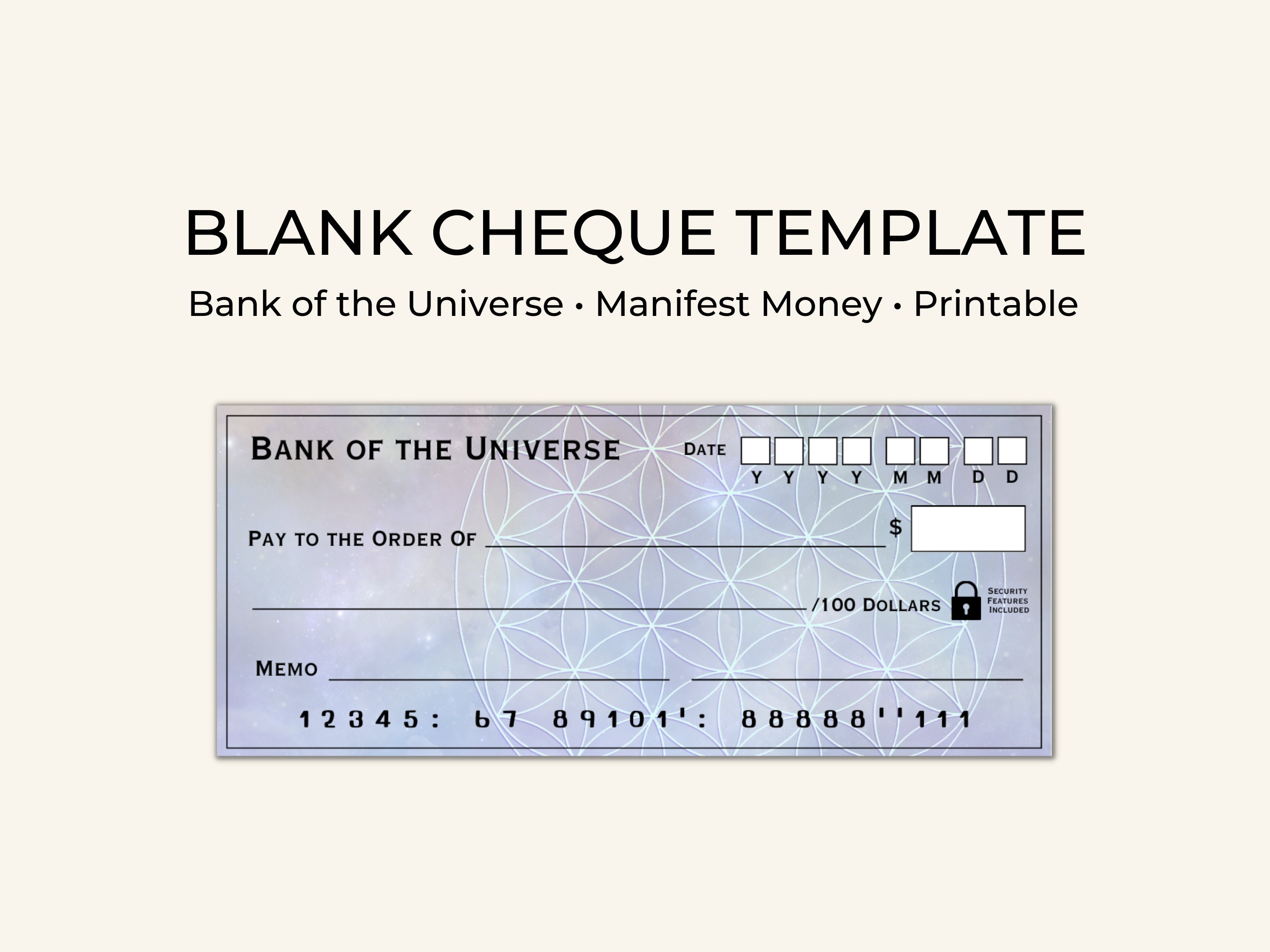 Bank of the Universe Cheque Template Wealth Manifestation Cheque Vision ...