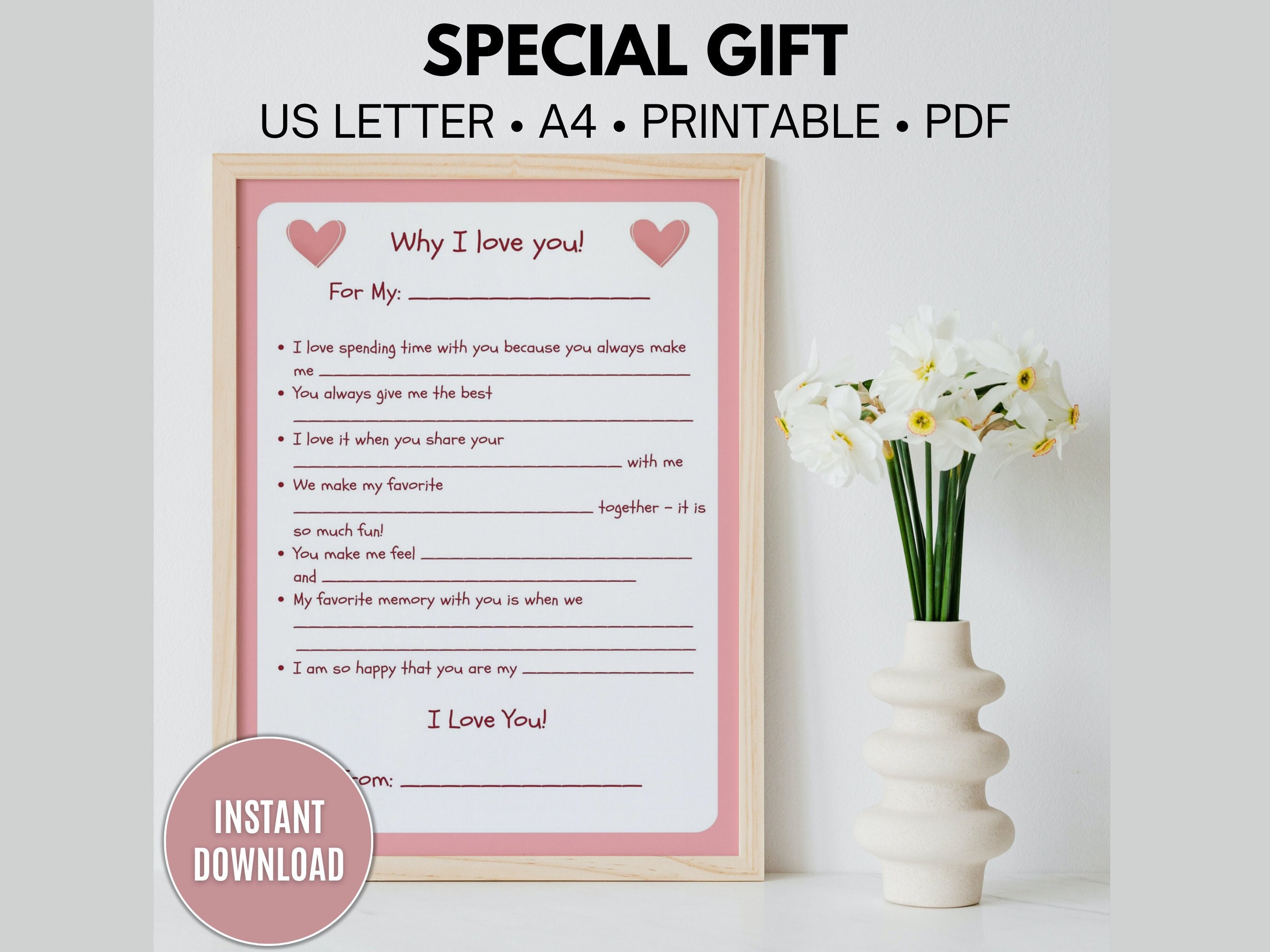 Why I Love You | Fill-in the Blanks Activity for Kids | Gift for ...