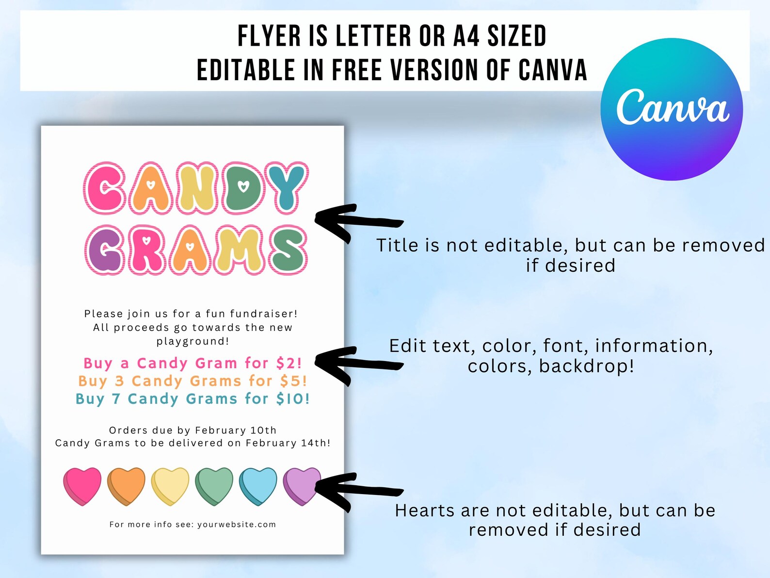 Valentine's Day Candy Gram Fundraiser Bundle, Fundraiser Flyer, Candy ...