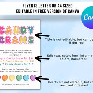 Valentine's Day Candy Gram Fundraiser Bundle, Fundraiser Flyer, Candy ...