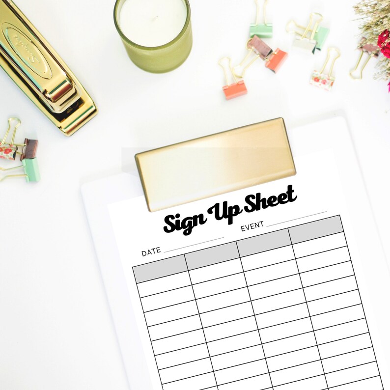 Minimalist Printable Sign up Sheet 4 Styles Included Email Sign up Form ...