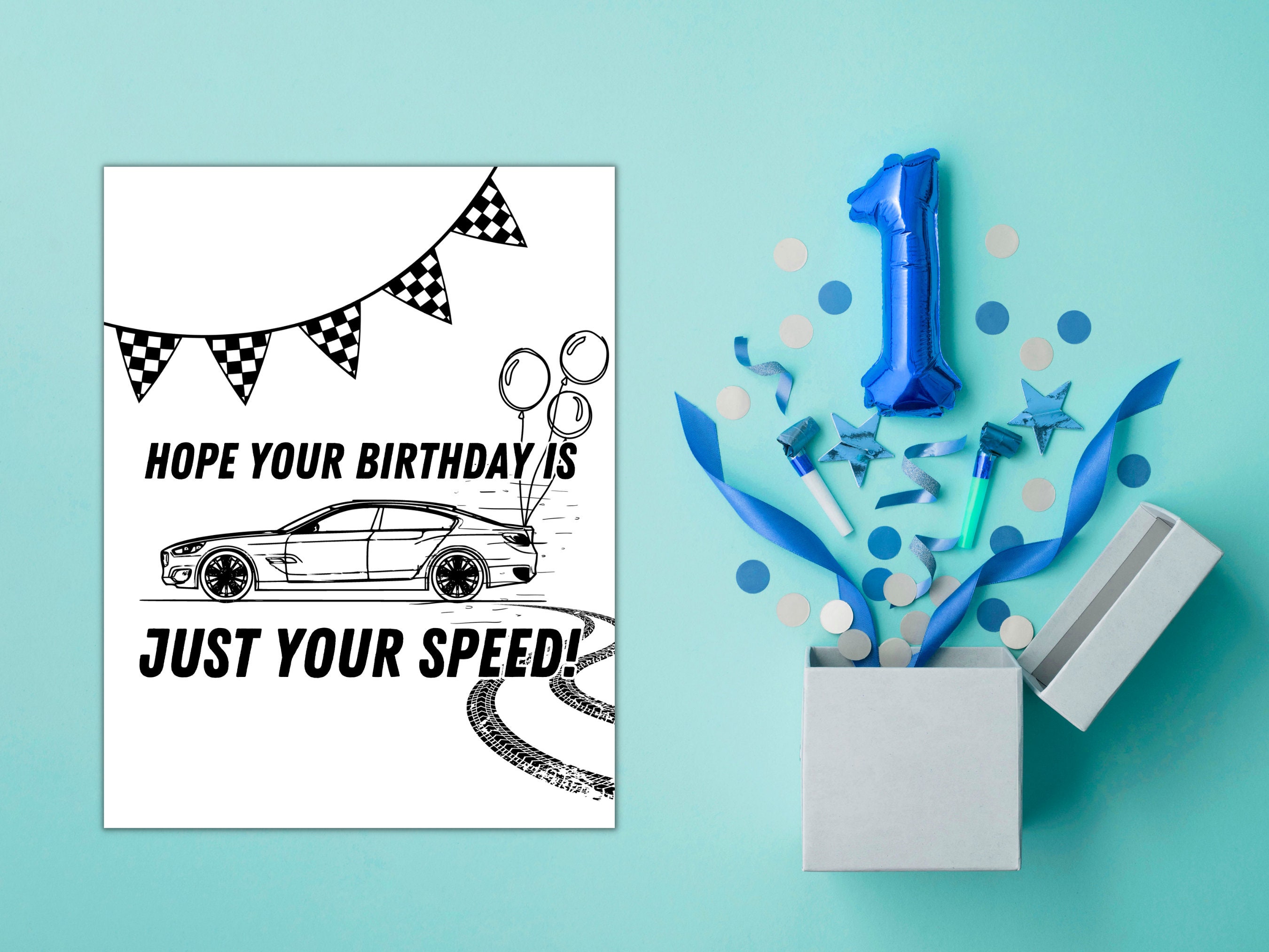 Printable Race Car Birthday Card Birthday Card Two Fast Birthday Fast ...