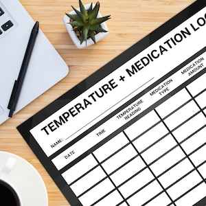 Fever Chart Medication Log for Kids Illness Fever Log Temperature Log ...