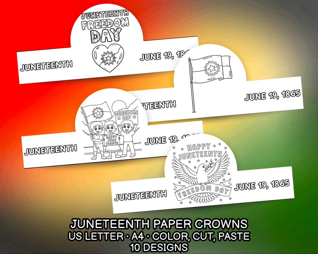 Juneteenth Paper Crown Coloring Craft, Juneteenth Party, Jubilee Day ...