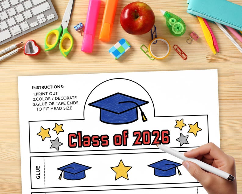 Class of 2026 Graduate Cap Paper Crown Activity Headband Last Week of ...