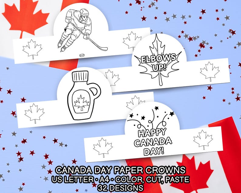 Canada Day Paper Crown Coloring Craft, Proud Canadian, Elbows up ...