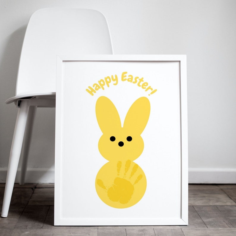 Marshmallow Bunny Handprint Craft Easter Footprint Art Happy Easter ...