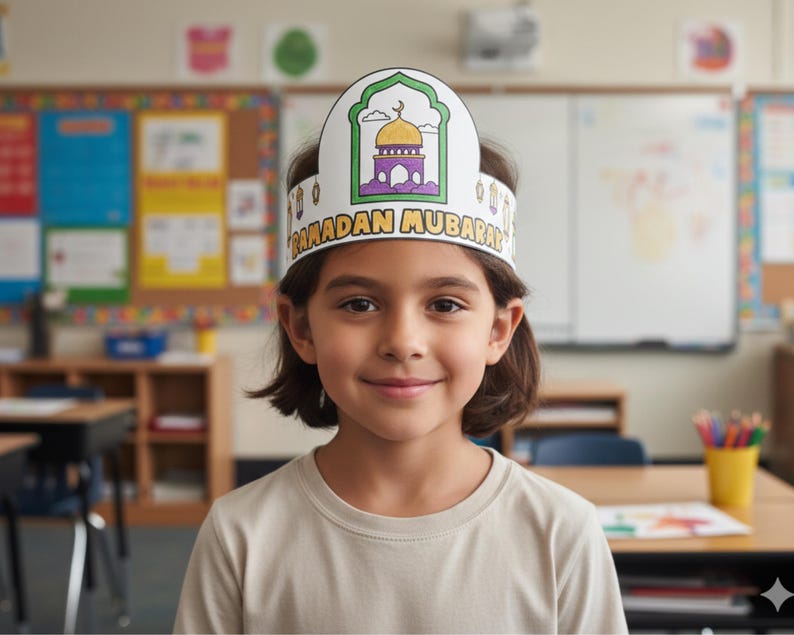 Ramadan Paper Crown Coloring Craft: Kids Hat Activity, Islamic, Ramadan ...