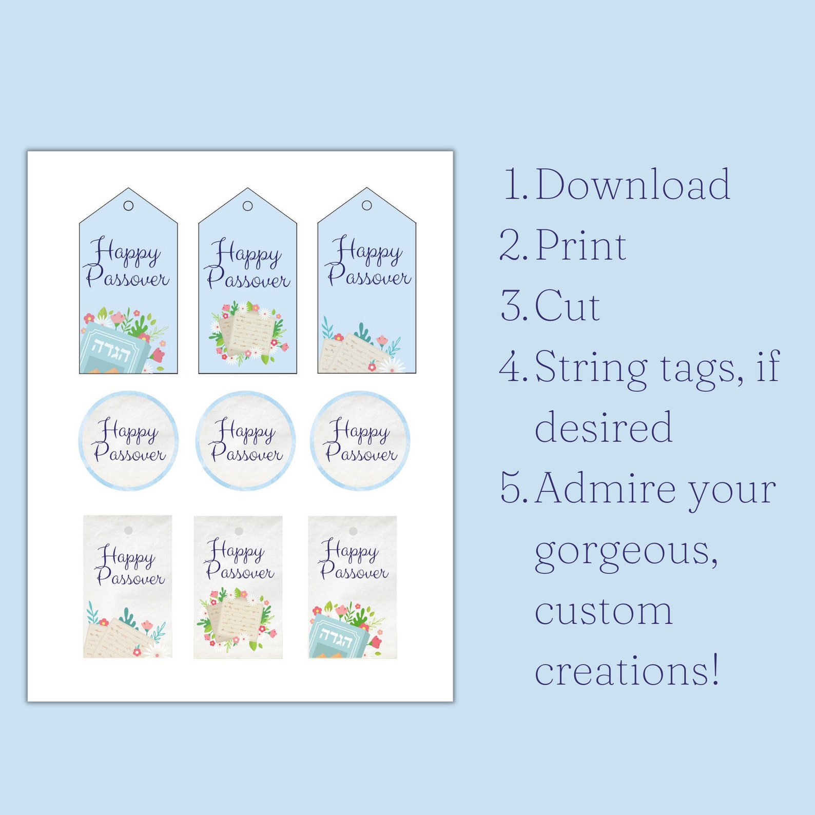 Printable Passover Table Decor | Pesach Place Cards | Watercolor ...