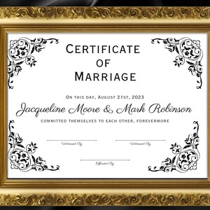 Gothic Commitment Ceremony Certificate Template Twin Flames Marriage ...