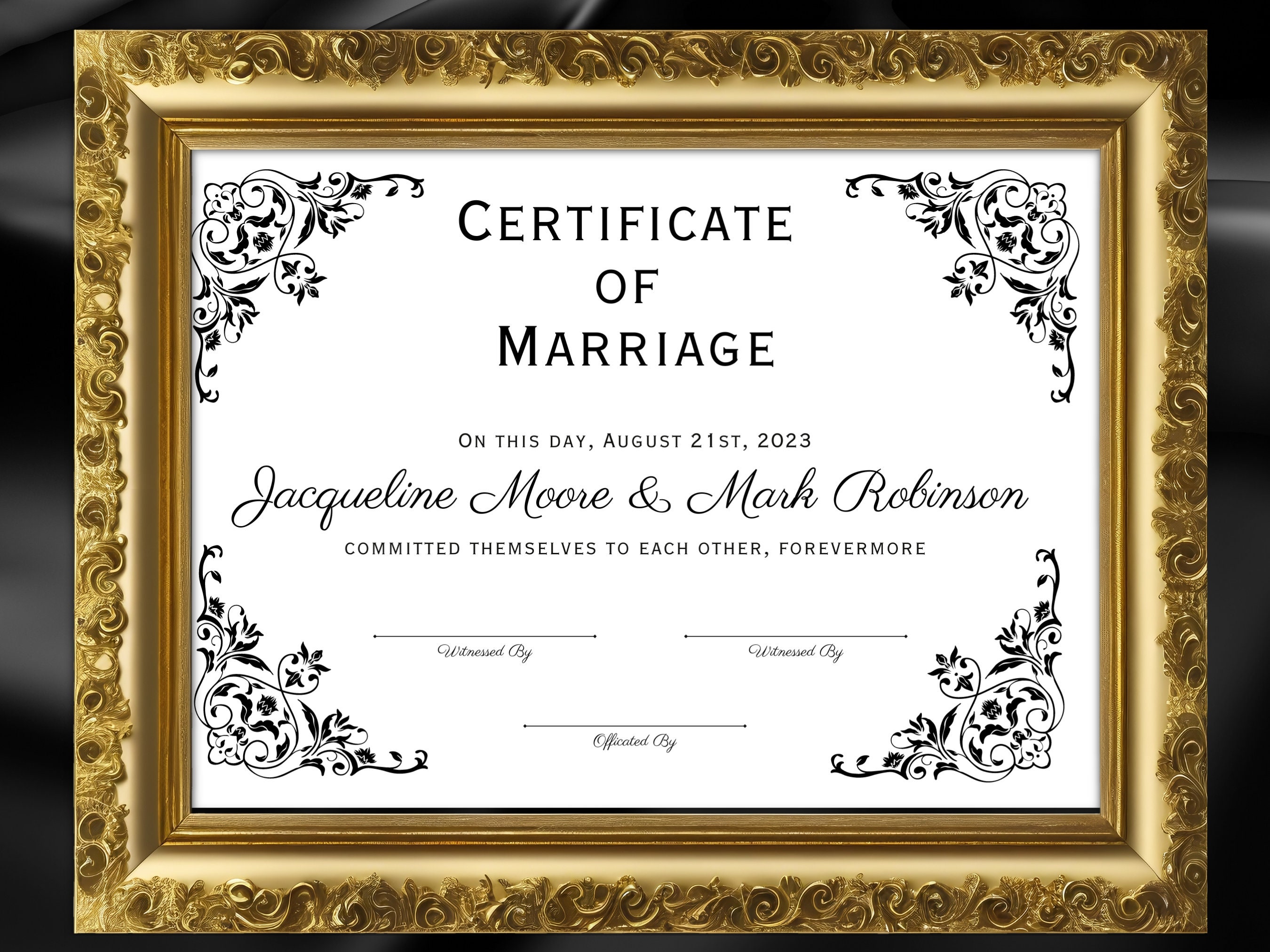 Gothic Commitment Ceremony Certificate Template Twin Flames Marriage ...