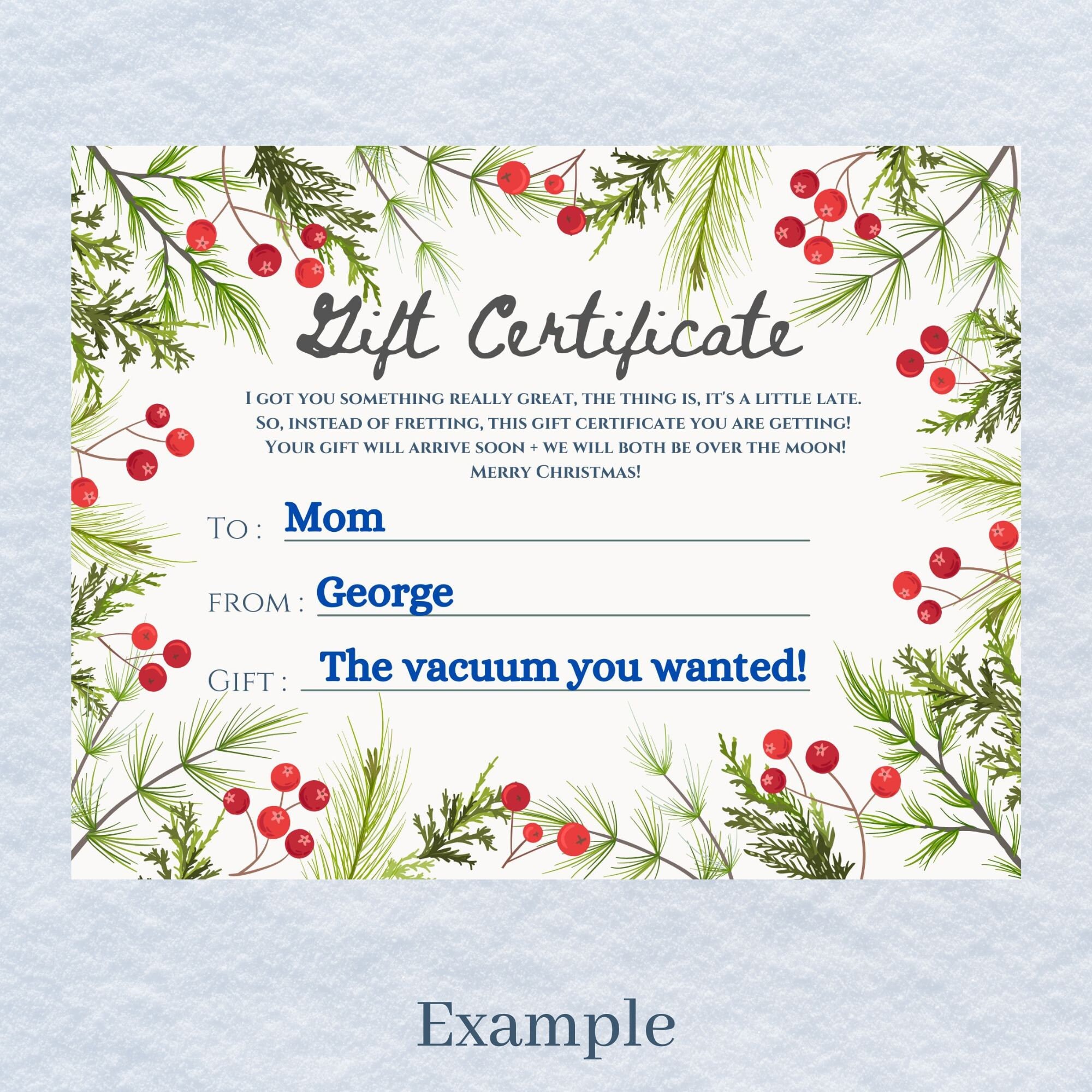 Minimalist Printable Gift Certificate With Poem Custom Gift Certificate ...