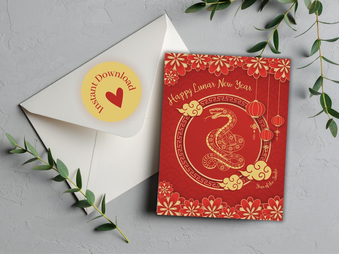 Printable Happy Chinese New Year Card Lunar New Year Card 2025 Year of ...
