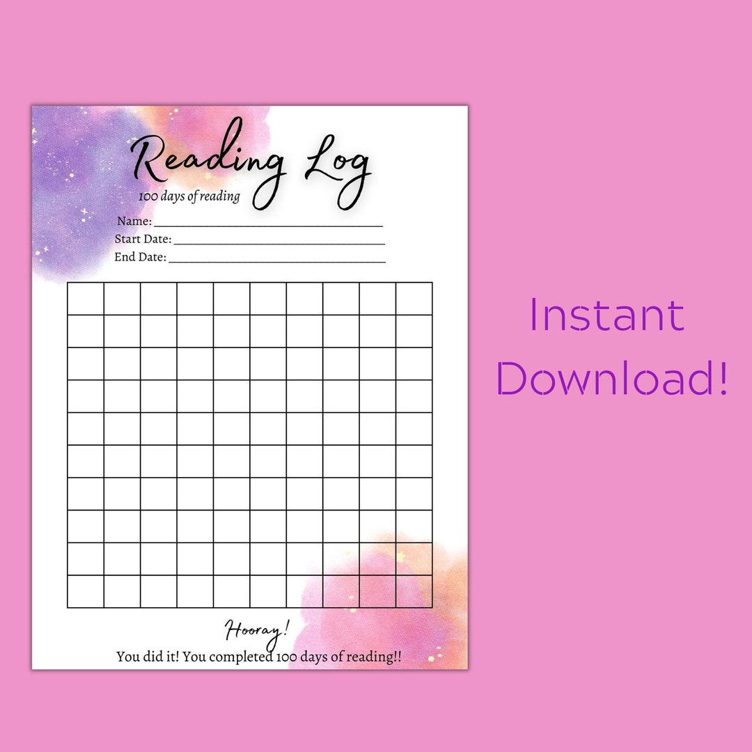 Kids Reading Tracker Log 100 Days of Reading Tracking Sheet Summer ...