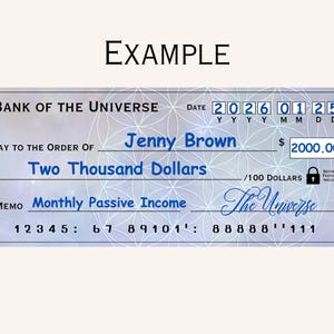 Bank of the Universe Cheque Template Wealth Manifestation Cheque Vision ...