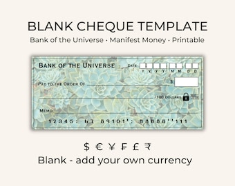 Bank of the Universe Cheque Template Manifestation Cheque Vision Board ...