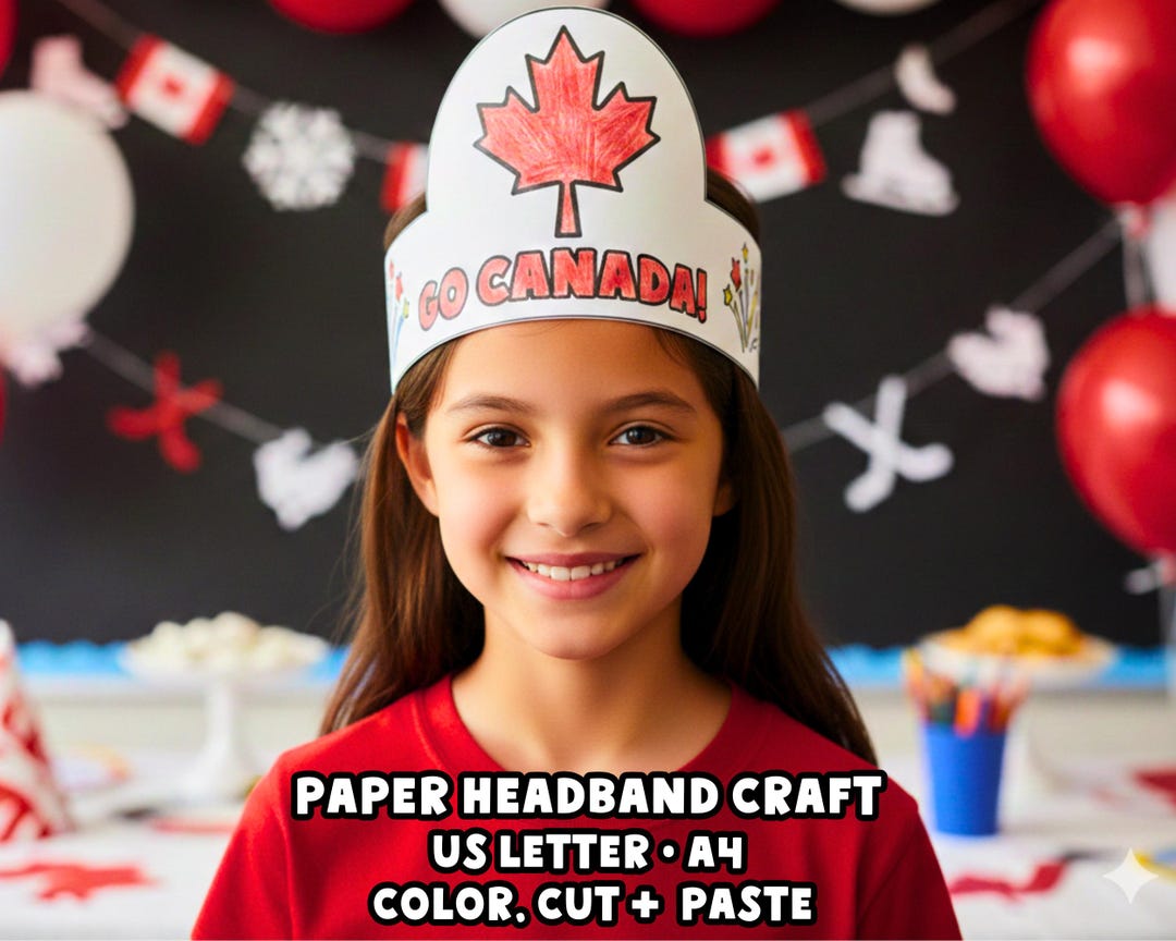 Go Canada Hat Craft: Paper Crown Coloring Activity, Winter Sports ...