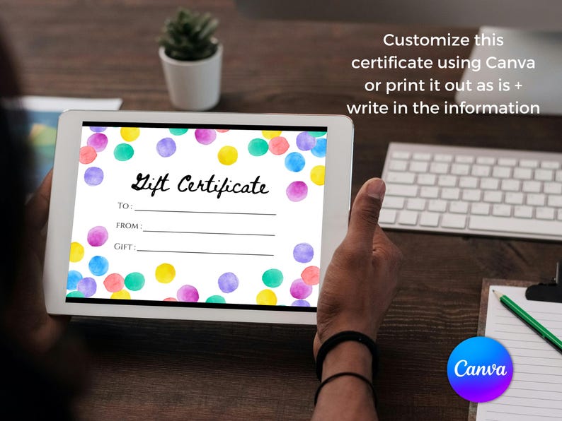 Colorful Printable Gift Certificate Custom Gift Certificate ...