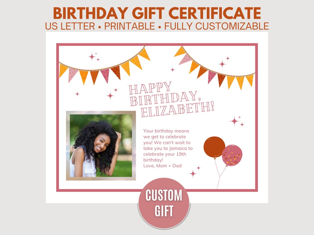 Boho Custom Gift Certificate for Kid Happy Birthday Personalized Gift ...