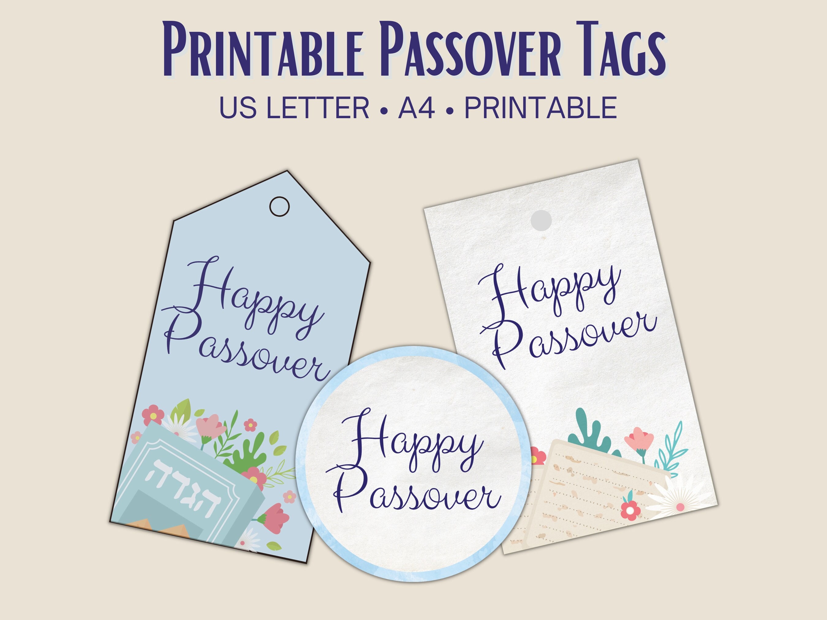 Printable Passover Table Decor | Pesach Place Cards | Watercolor ...