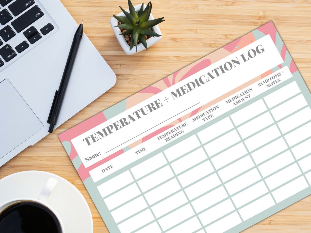 Medication Log for Kids Fever Log Temperature Log Medication Record ...