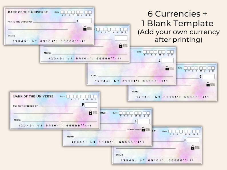 Bank of the Universe Cheque Template Manifestation Cheque Vision Board ...