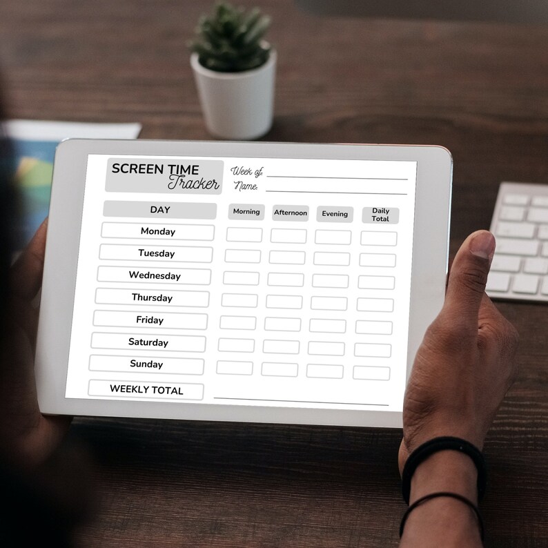 Simple Screen Time Tracker for Kids or Adults Daily Weekly - Etsy