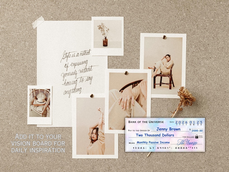 Bank of the Universe Cheque Template Manifestation Cheque Vision Board ...