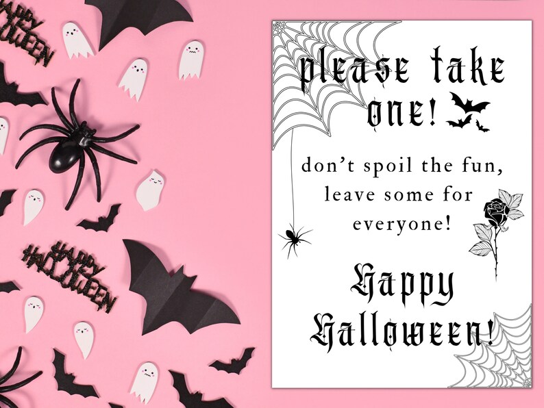 Gothic Chic Printable Halloween Sign Please Take One Sign Happy ...