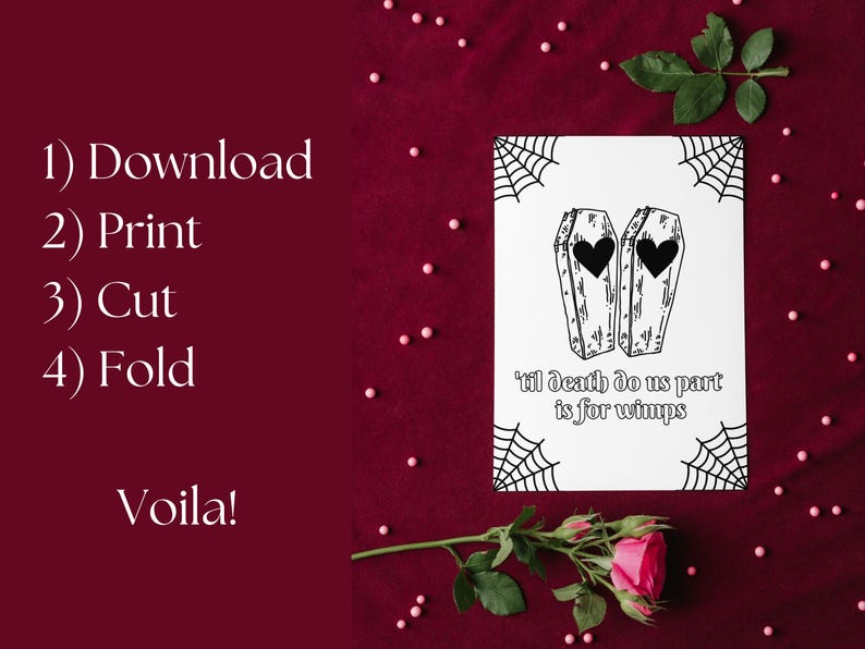 Goth Happy Anniversary Card | Printable Anniversary Card | Instant PDF ...