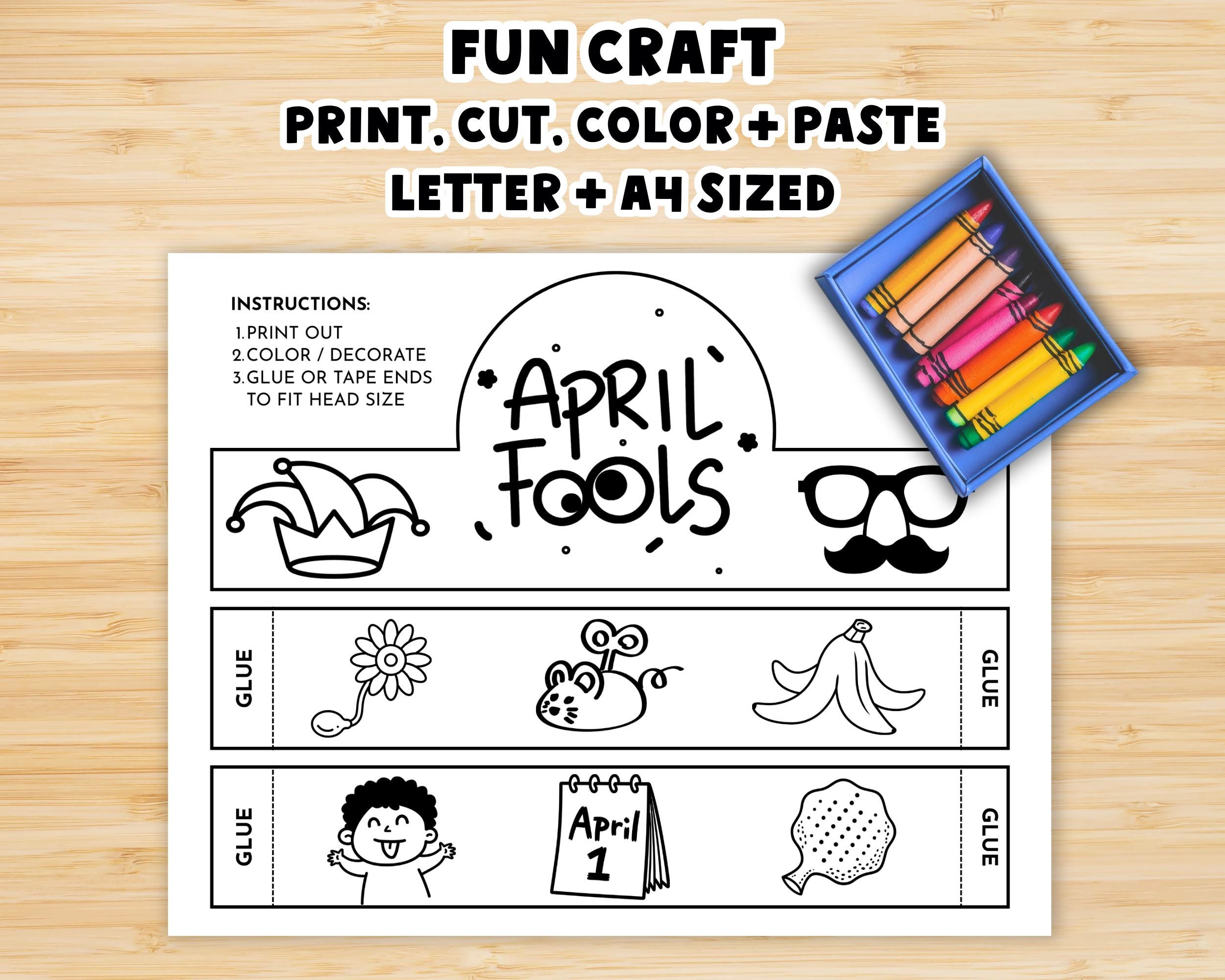 April Fools Day Paper Crown Coloring Craft for Kids: April 1st Activity ...