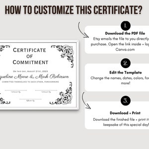 Gothic Commitment Ceremony Certificate Template Twin Flames Marriage ...