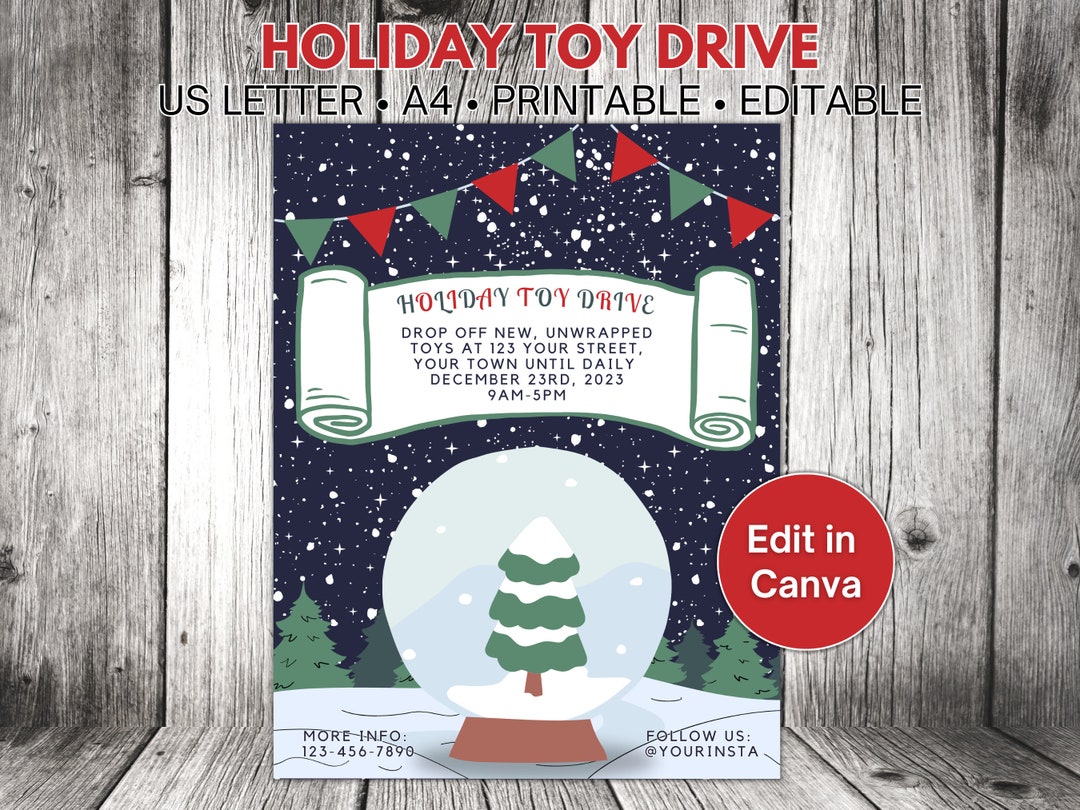Editable Holiday Toy Drive Flyer Template Christmas Flyer Toy Drive ...