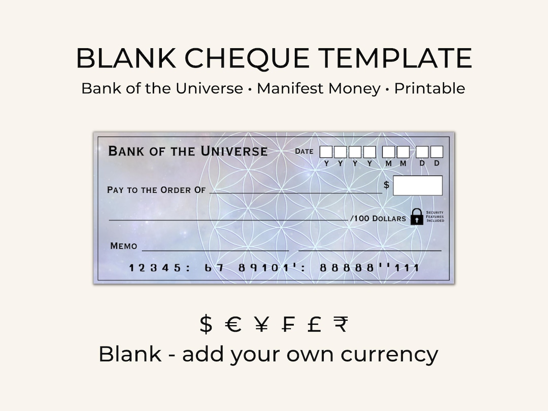 Bank of the Universe Cheque Template Wealth Manifestation Cheque Vision ...