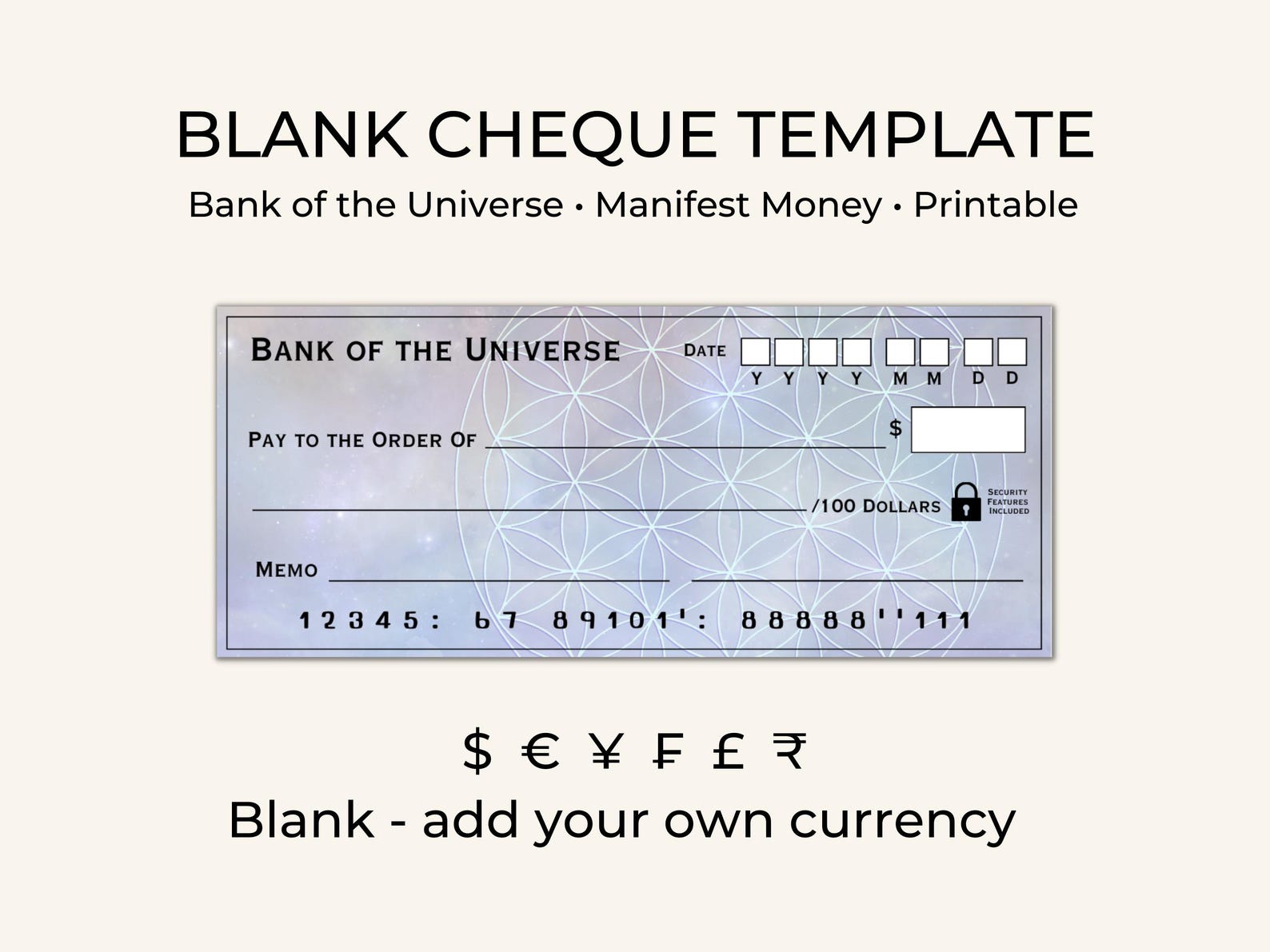 Buy Bank of the Universe Cheque Template Wealth Manifestation Cheque ...