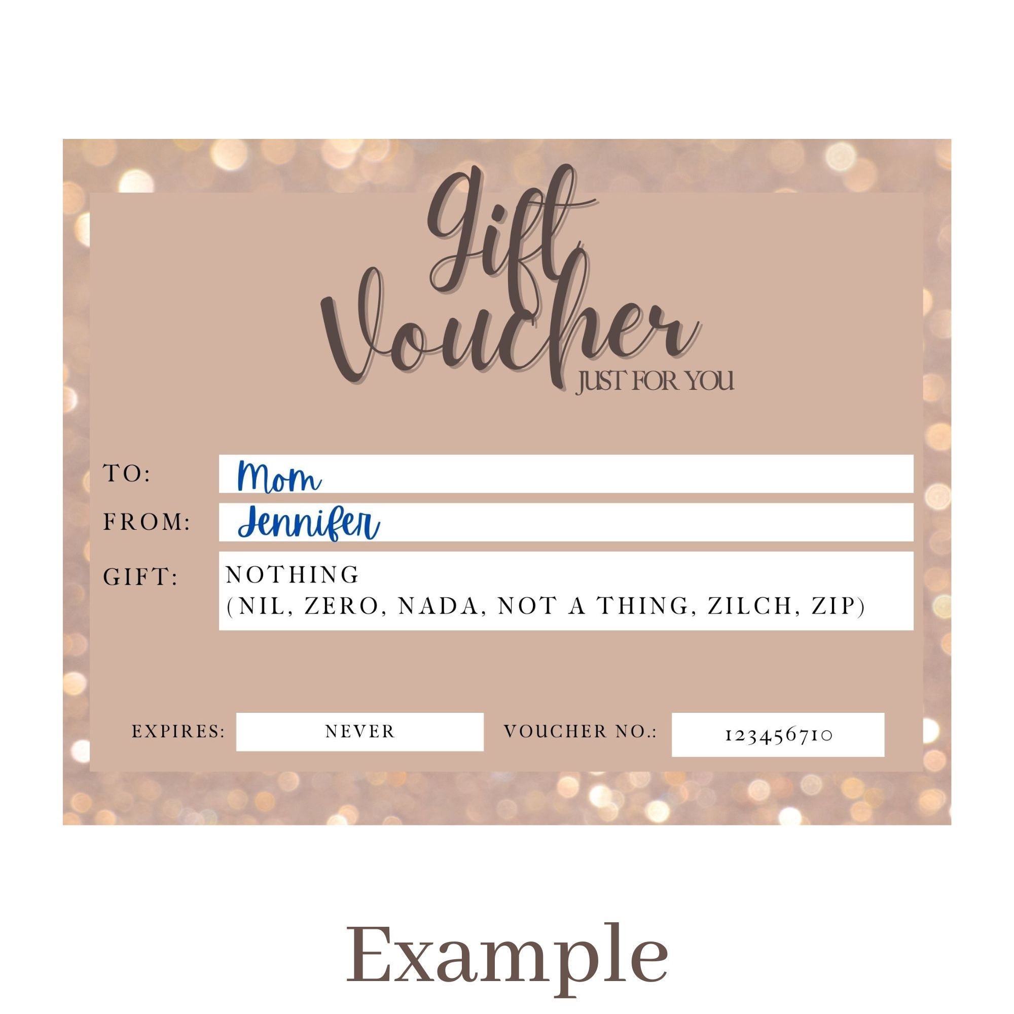 The Gift of Nothing Printable Gift Certificate Gag Gift Custom ...