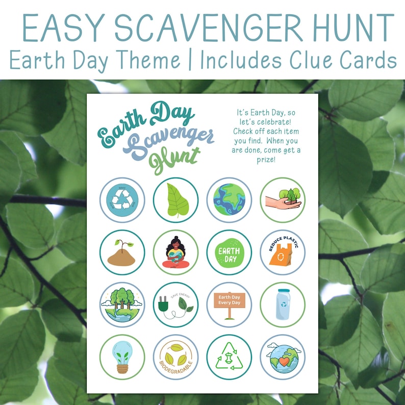 Earth Day Scavenger Hunt for Kids Classroom Activity Preschool Daycare ...