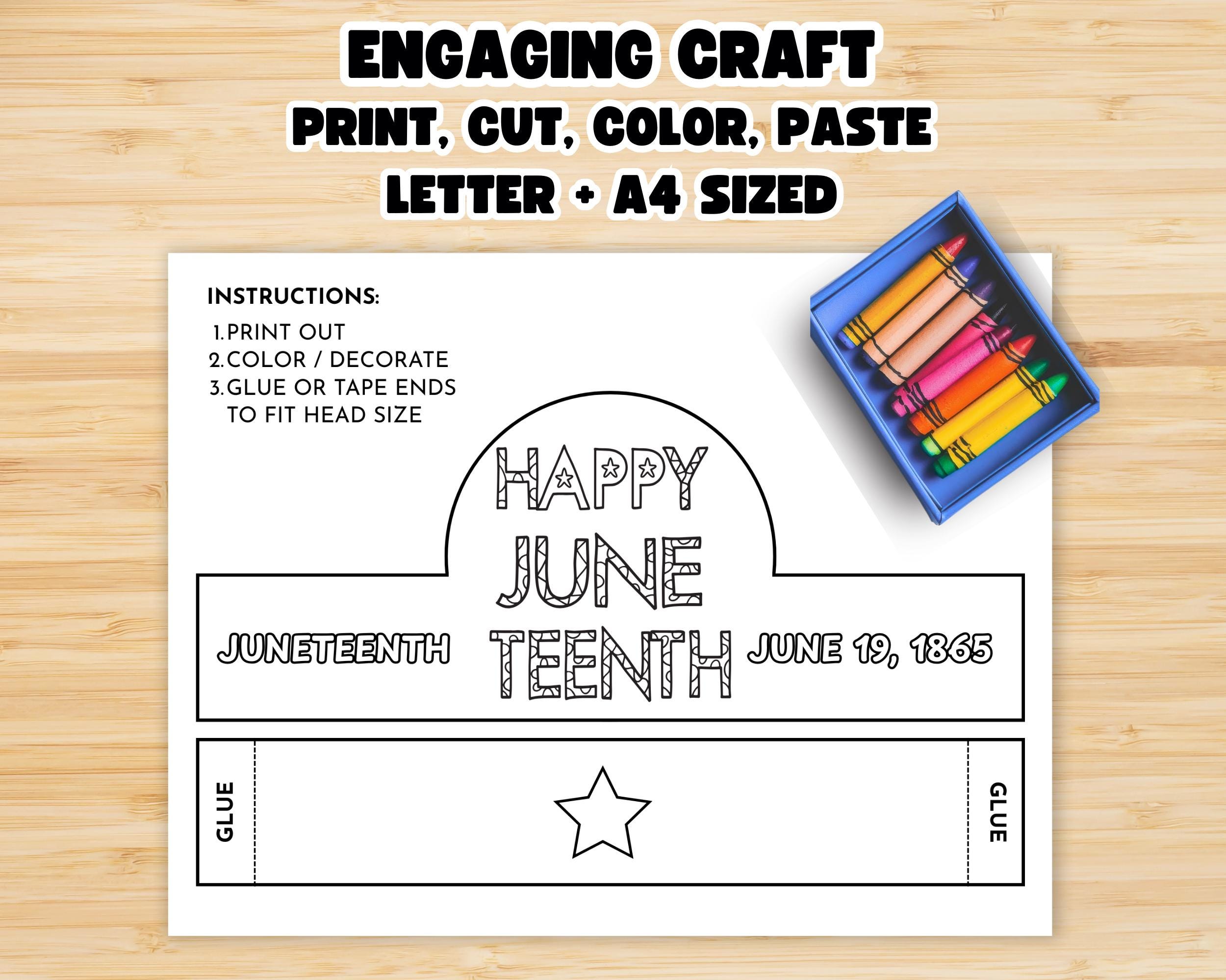 Juneteenth Paper Crown Coloring Craft, Juneteenth Party, Jubilee Day ...