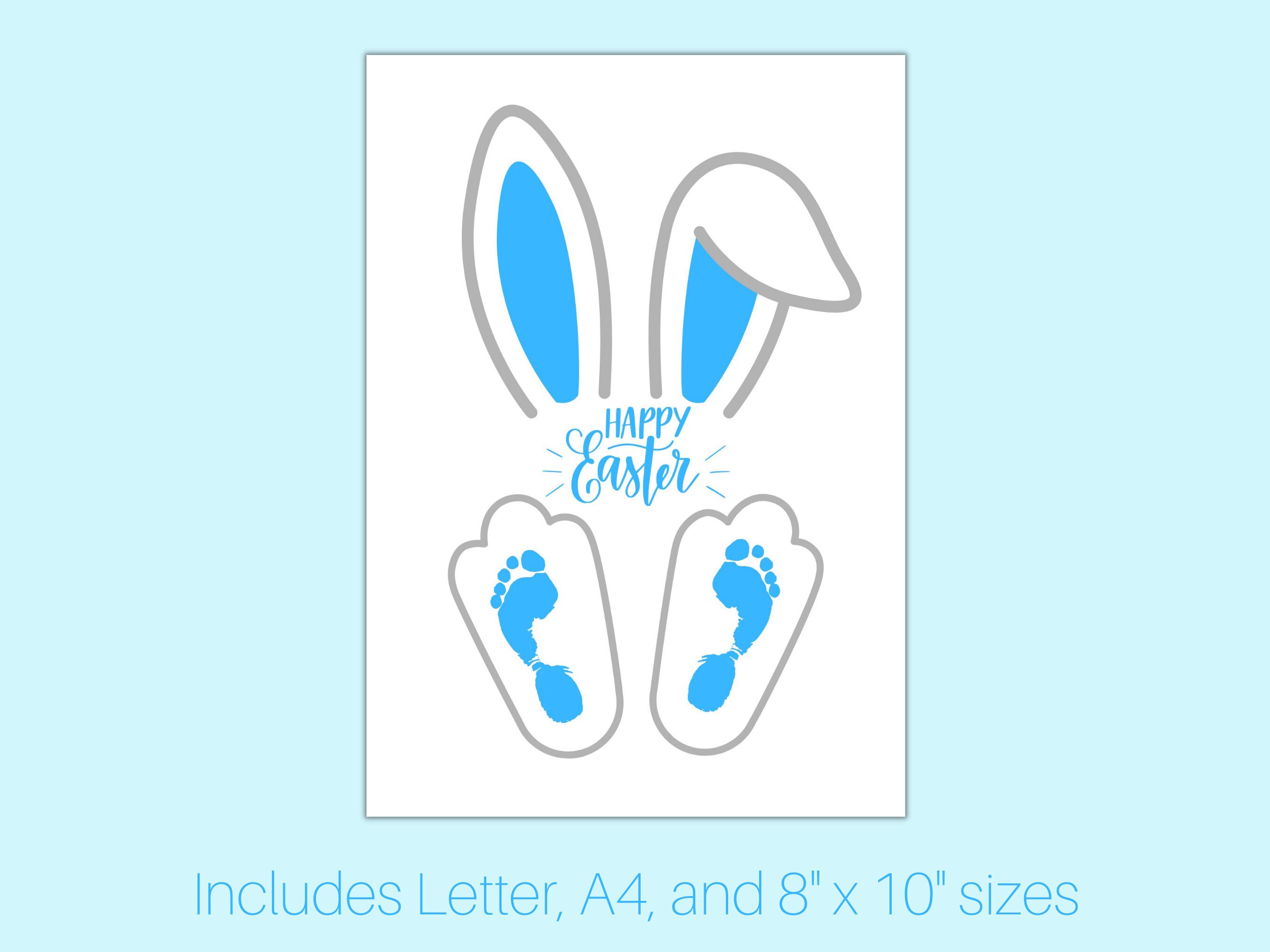 Easter Bunny Handprint Craft Footprint Art Happy Easter Cute Rabbit ...