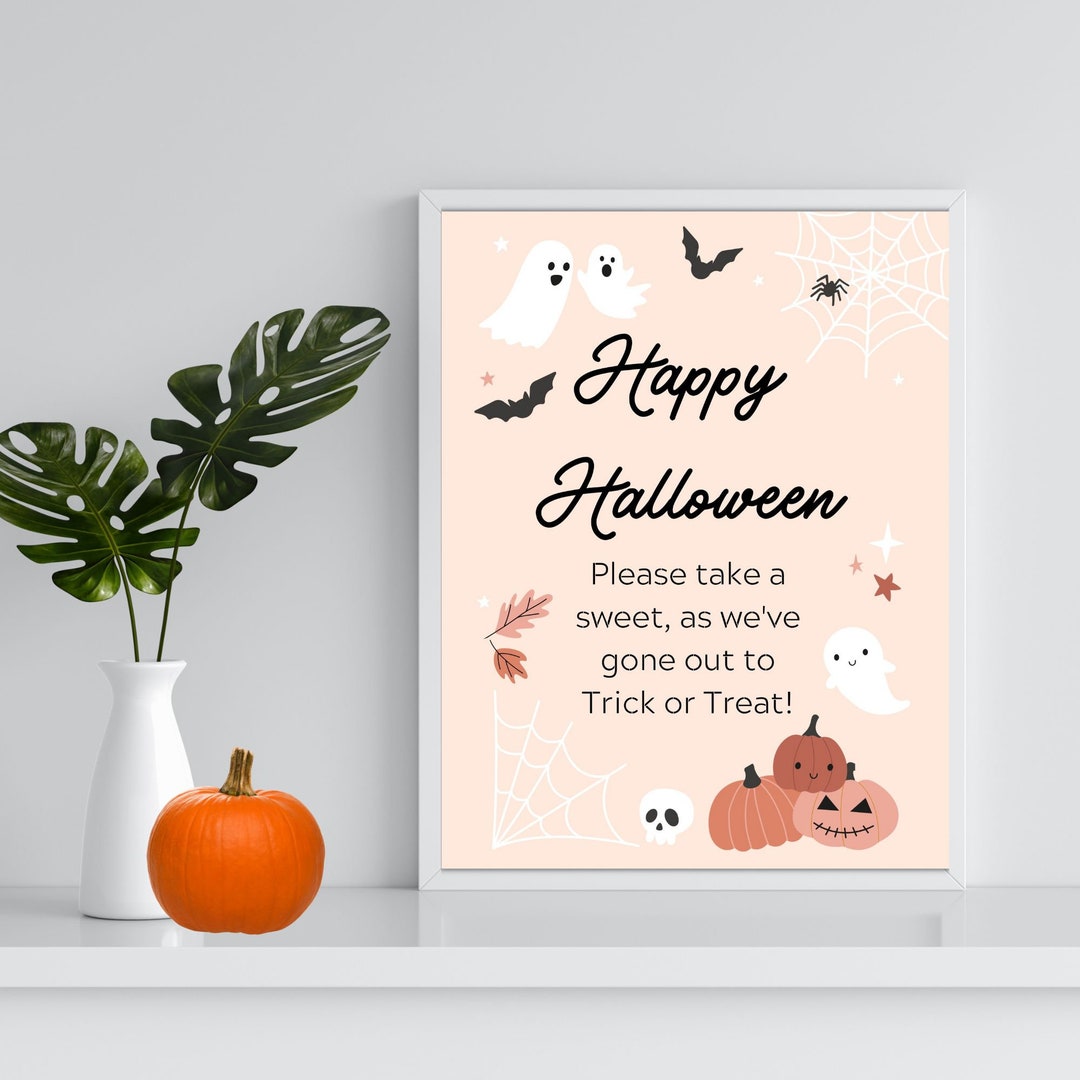 Cute Printable Halloween Sign in Pink | Happy Halloween | Candy Bowl ...