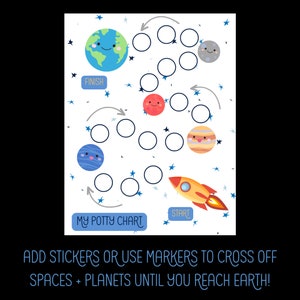 Outer Space Kids Reward Chart My Potty Chart Rocket Ship Potty Training ...