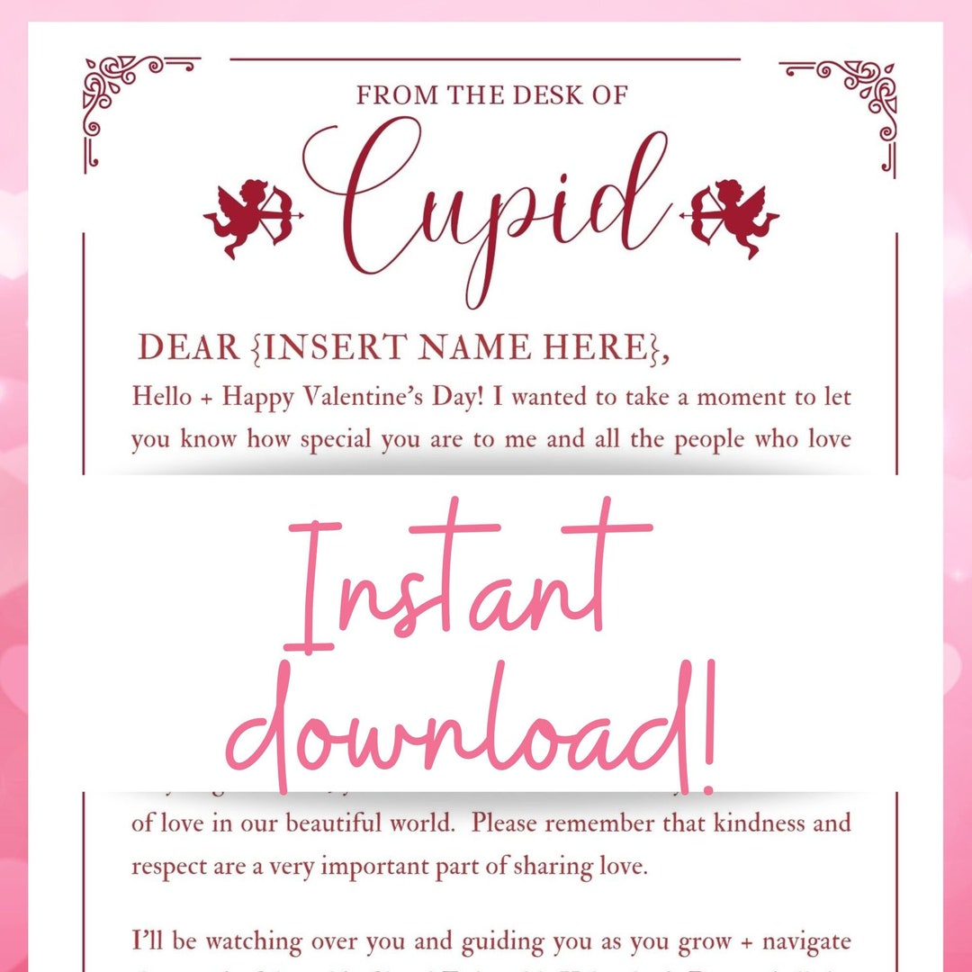 Customizable Letter From Cupid Happy Valentine's Day Instant Download ...