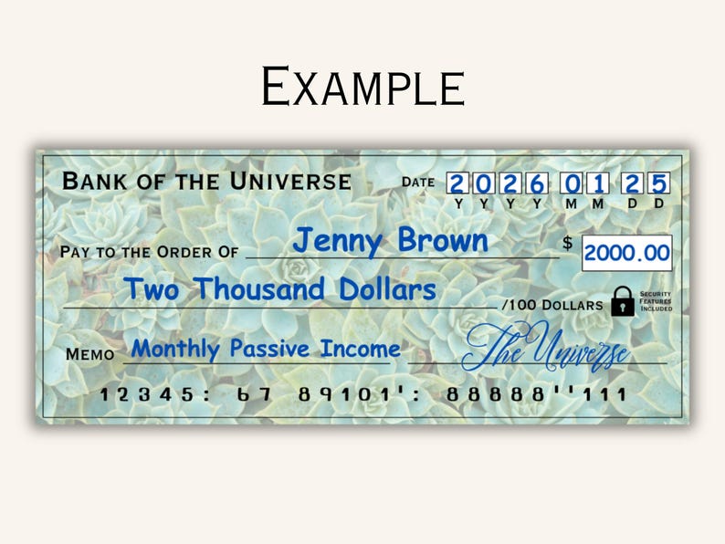 Bank of the Universe Cheque Template Manifestation Cheque Vision Board ...