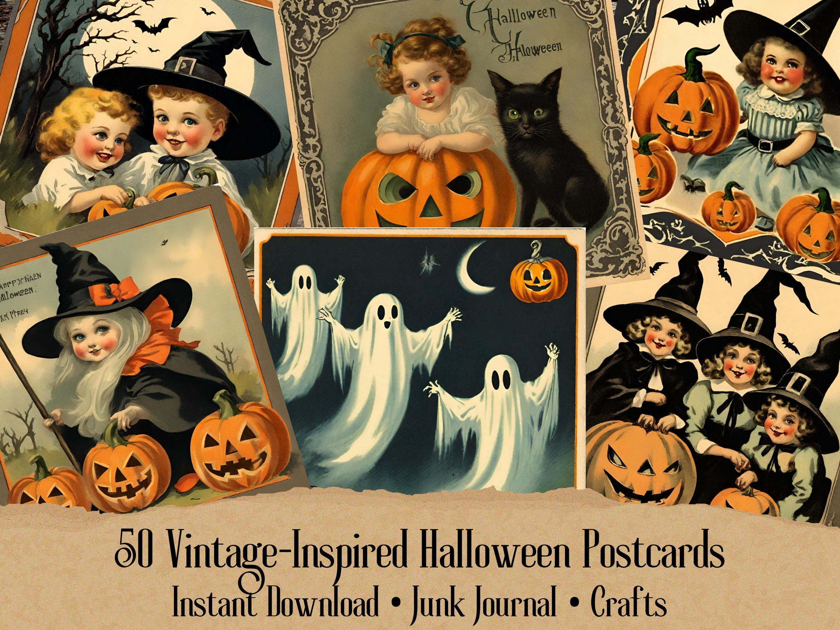 Printable Bundle of Creepy Cute Vintage Halloween Postcards - Etsy