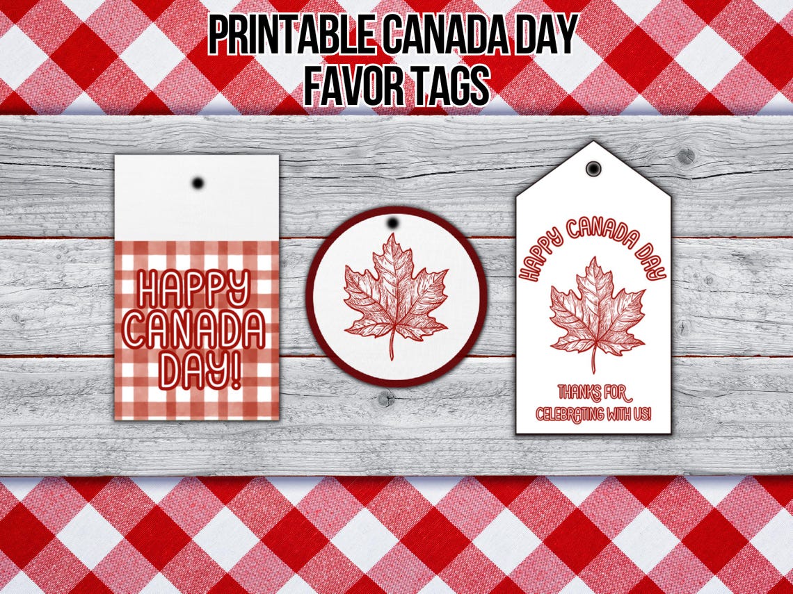 Printable Canada Day Favor Tags Canada Day Cupcake Toppers Rustic ...