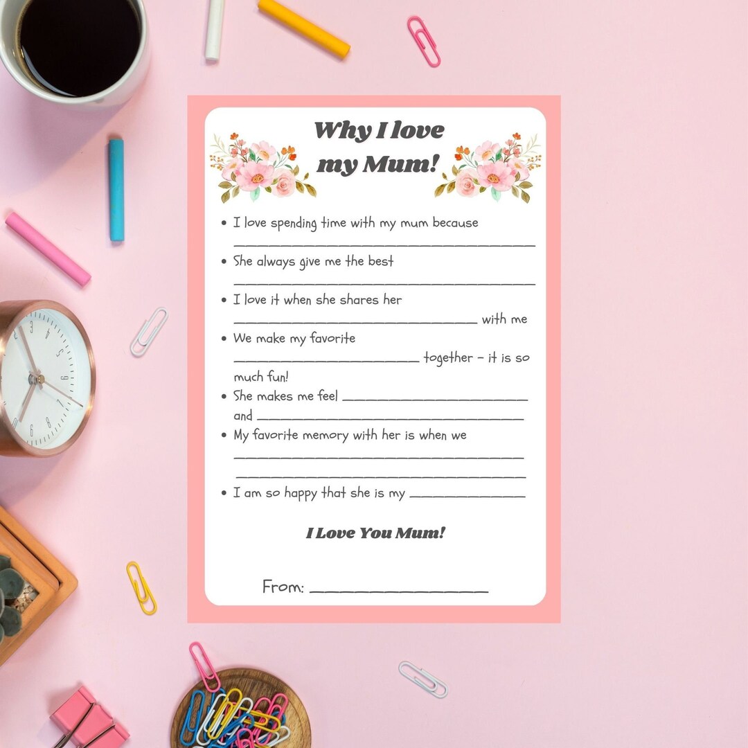Why I Love My Mum | Fill-in the Blanks Activity for Kids | Happy Mother ...