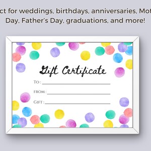 Colorful Printable Gift Certificate Custom Gift Certificate ...