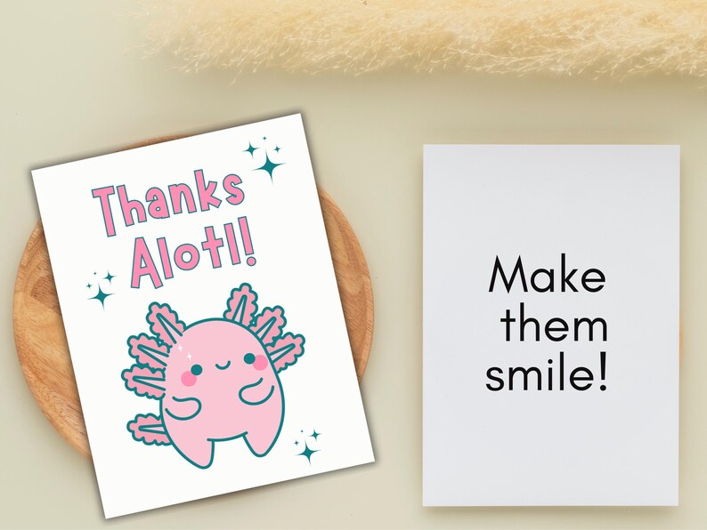 Axolotl Thank You Card, Axolotl Card, Axolotl Party Favors, Axolotl ...