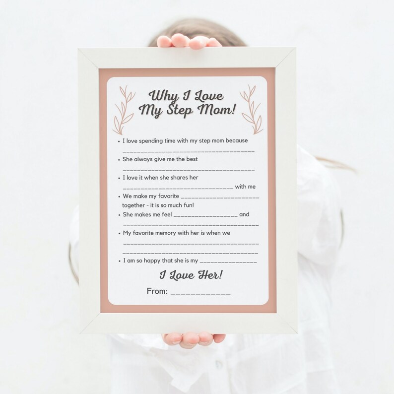 Why I Love My Step Mom Fill-in the Blanks Activity for Kids Happy ...